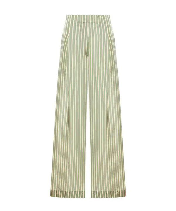 Dries Van Noten Striped Wide-leg Trousers - Green