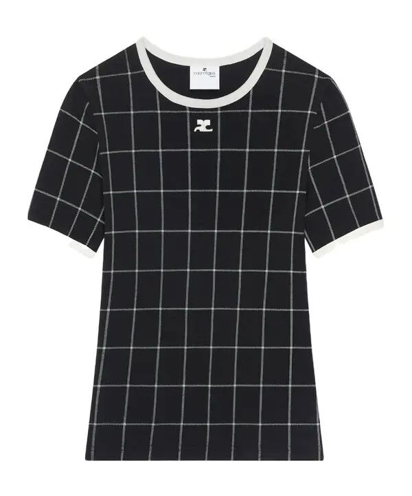 COURREGES Courrèges Checked Logo T-shirt - Black/heritage White