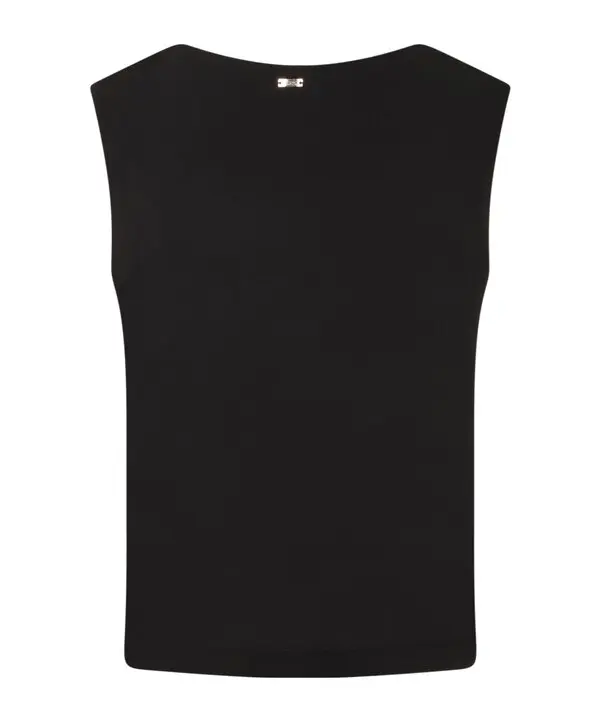 Herno Sleeveless V-neck Top With Button Detail - Black