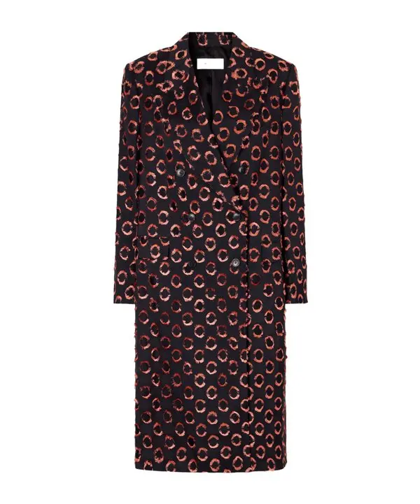 Dries Van Noten Double-breasted Polka-dot Fil-coupé Silk-blend Coat - Black