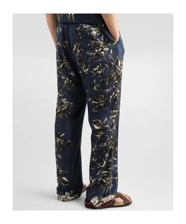 Dolce & Gabbana Peony Print Silk Twill Trousers - Black