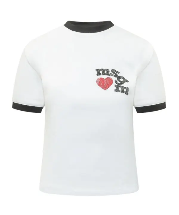 MSGM Logo Heart Trim T-shirt