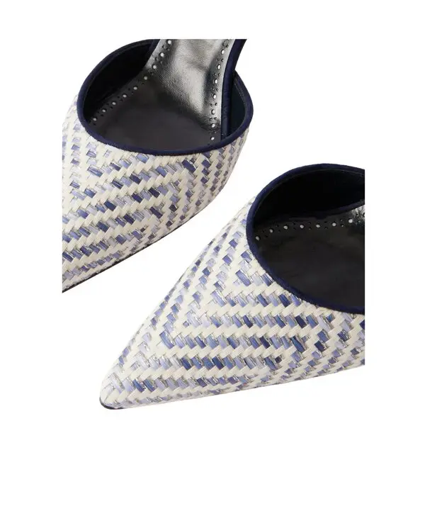 Manolo Blahnik Raffia Slingback Pumps - Black