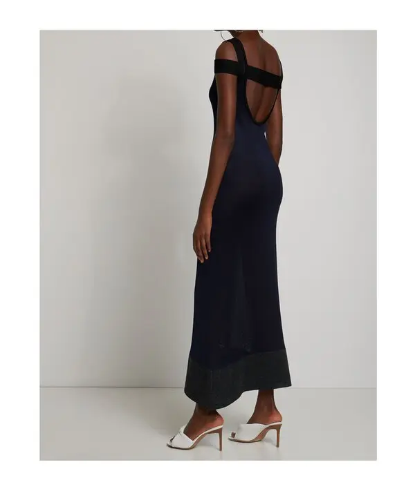 Jacquemus Cut-out Trim Maxi Dress - Navy Blue
