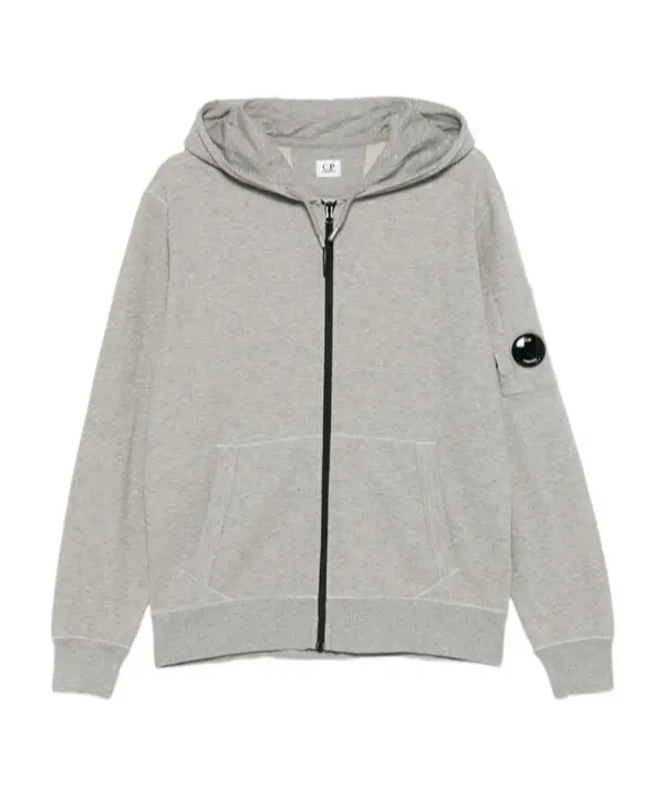 C.P. COMPANY Zip-up Hooded Sweatshirt - Grey