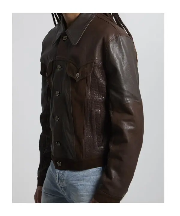 Versace Slim Fit Leather Blouson - Brown