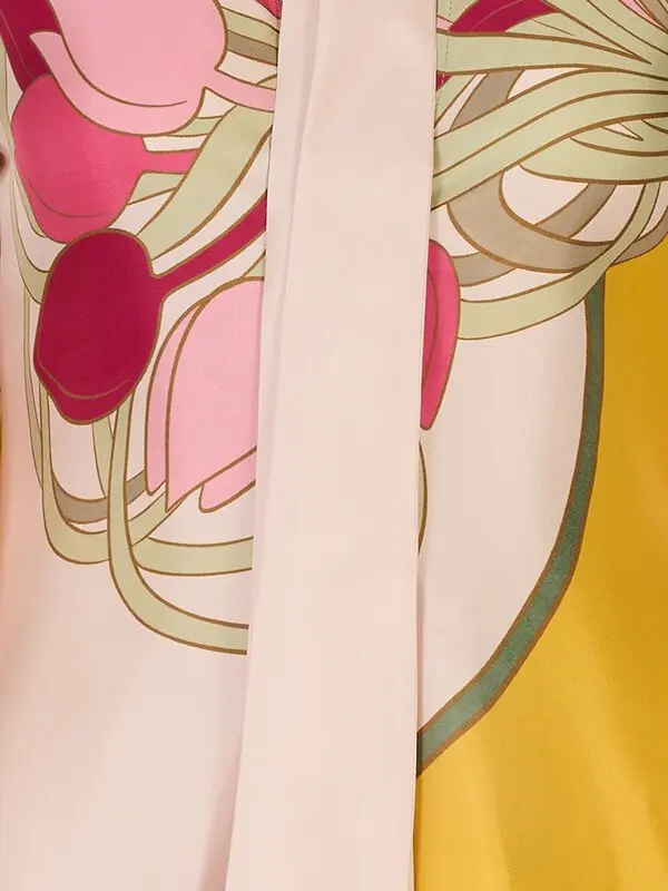 La DoubleJ Magnifico" Printed Silk Dress With Wide Sleeves