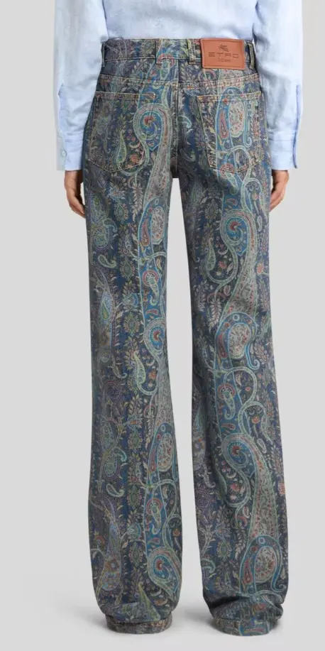 Etro Flared Jeans With Paisley Motif - Blue