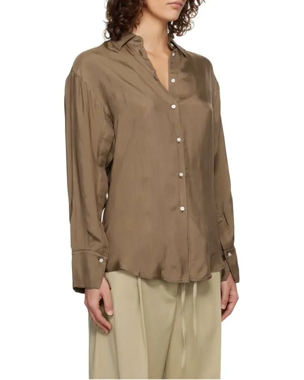 RÓHE Long-sleeved Collared Shirt With Curved Hem