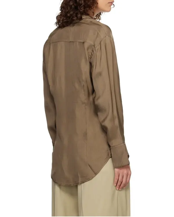 RÓHE Long-sleeved Collared Shirt With Curved Hem