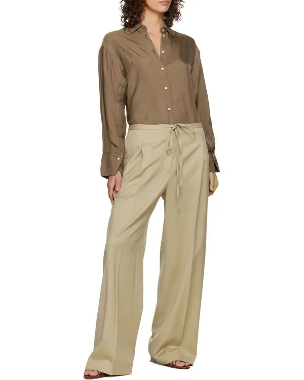 RÓHE Long-sleeved Collared Shirt With Curved Hem