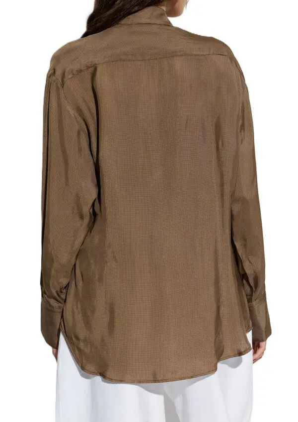 RÓHE Long-sleeved Collared Shirt With Curved Hem