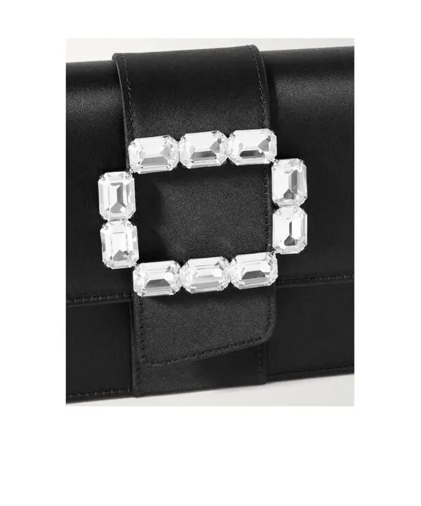 Manolo Blahnik Crystal-embellished Satin Clutch - Black