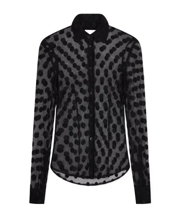 Dries Van Noten Polka-dot Cotton-blend Tulle Shirt - Black