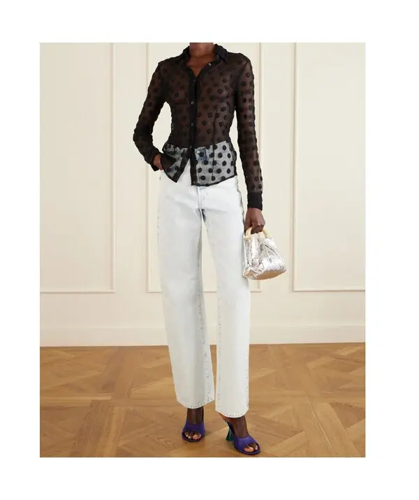 Dries Van Noten Polka-dot Cotton-blend Tulle Shirt - Black