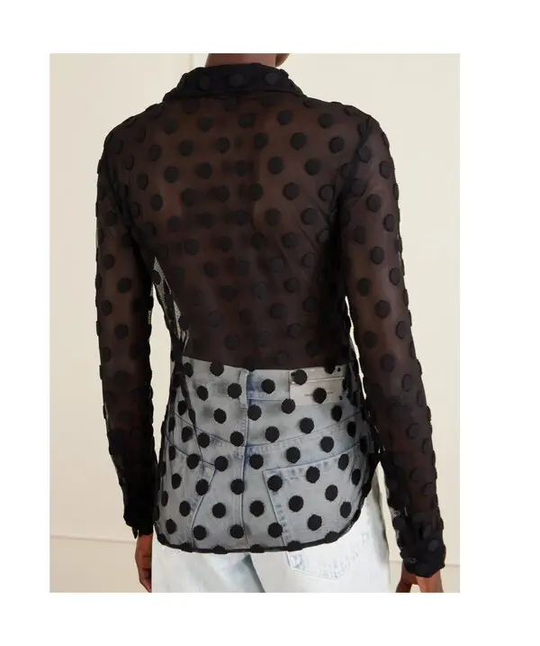 Dries Van Noten Polka-dot Cotton-blend Tulle Shirt - Black