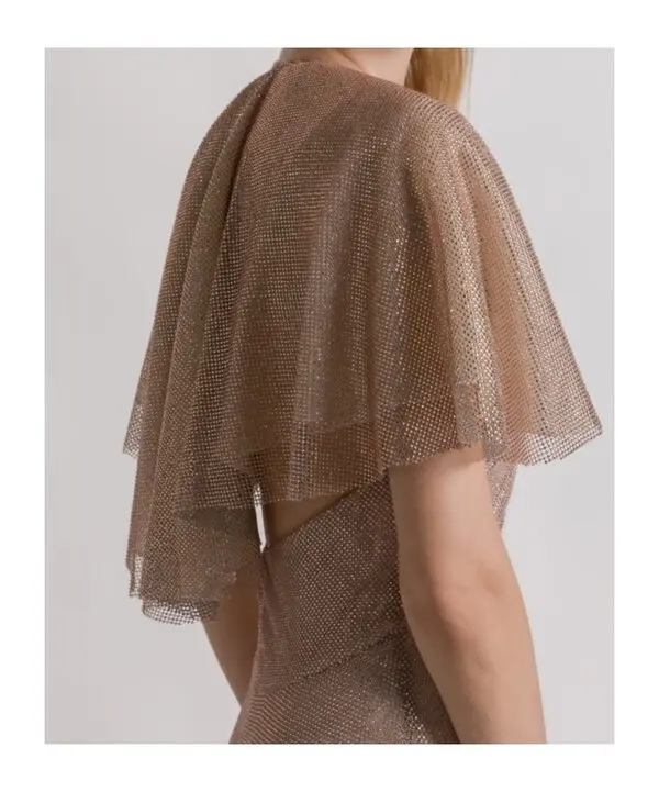 Alberta Ferretti Micro-rhinestone Evening Gown