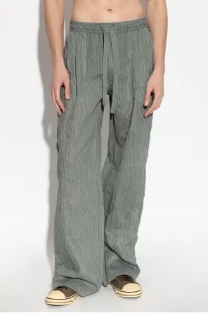 Dolce & Gabbana Wrinkled Effect Pinstriped Trousers - Green