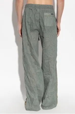 Dolce & Gabbana Wrinkled Effect Pinstriped Trousers - Green