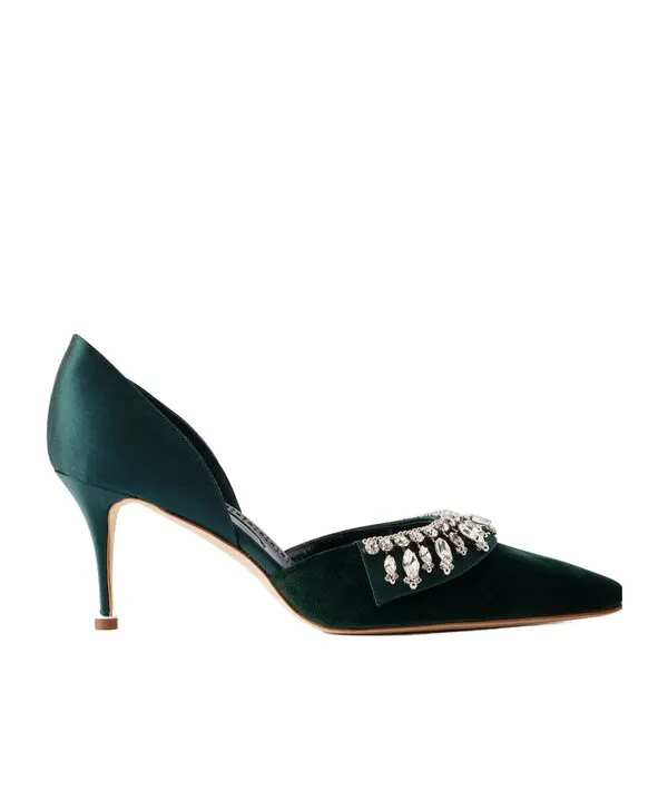 Manolo Blahnik Crystal-embellished Velvet Pumps