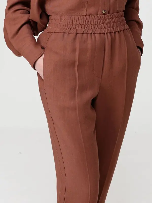 Brunello Cucinelli Elasticated Waistband Trousers With Pleated Details