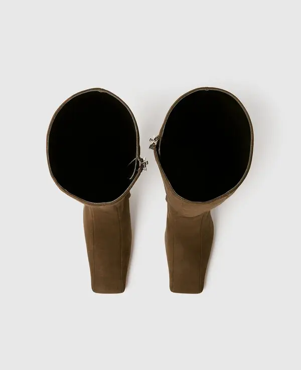 Stella McCartney Square-toe Suede Knee-high Stiletto Boots - Brown