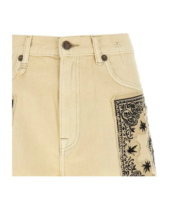 R13 Belt Loop Shorts With Bandana Patchwork