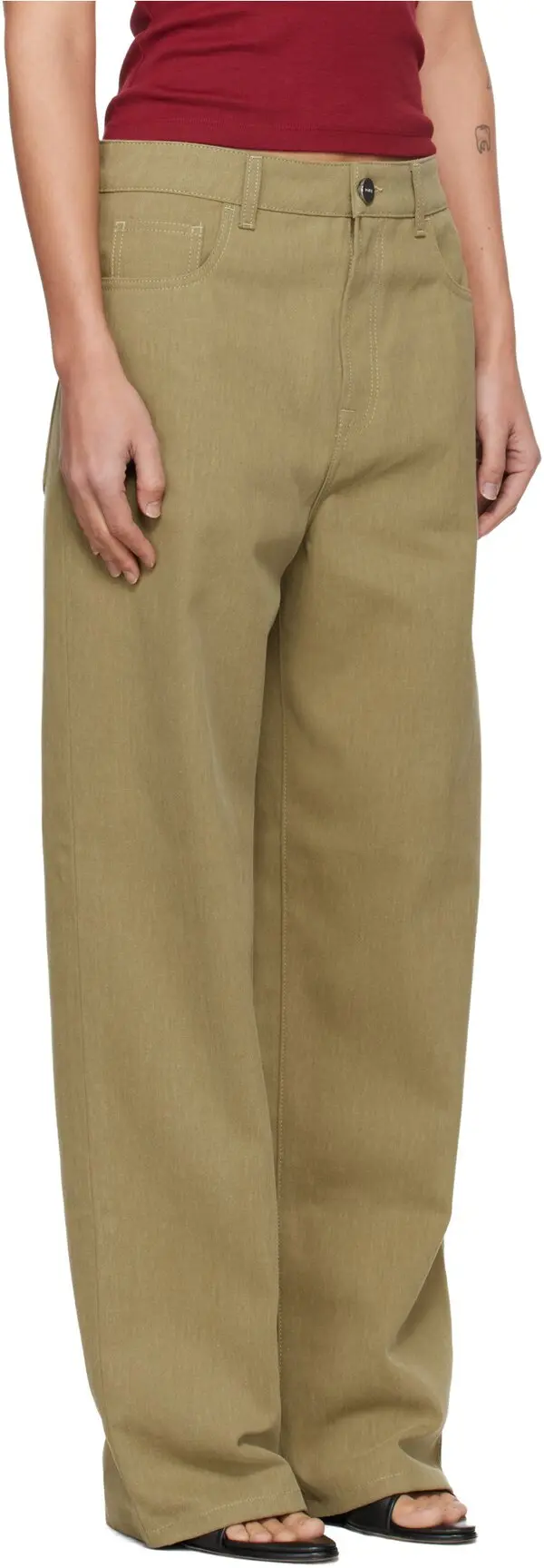 RÓHE Wide-leg Five-pocket Trousers - Green