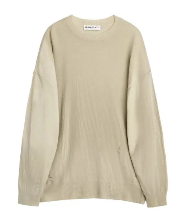 Our Legacy Distressed Crewneck Knitted Sweater - Nude