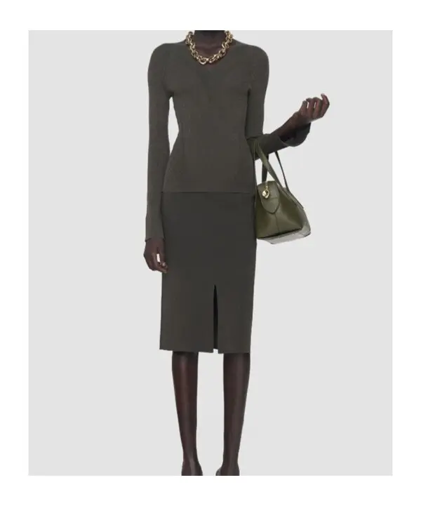 JOSEPH Safir Back-zip Midi Skirt - Palm Leaf