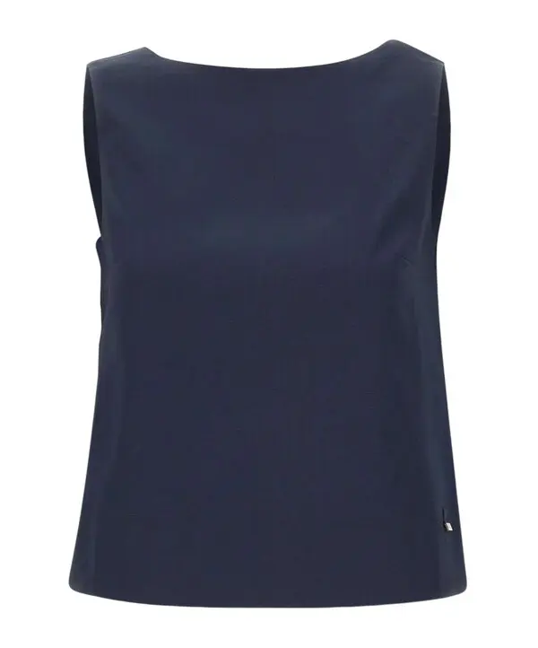 Herno Sleeveless Boat Neck Top With Bow Detail - Blue