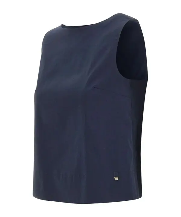 Herno Sleeveless Boat Neck Top With Bow Detail - Blue