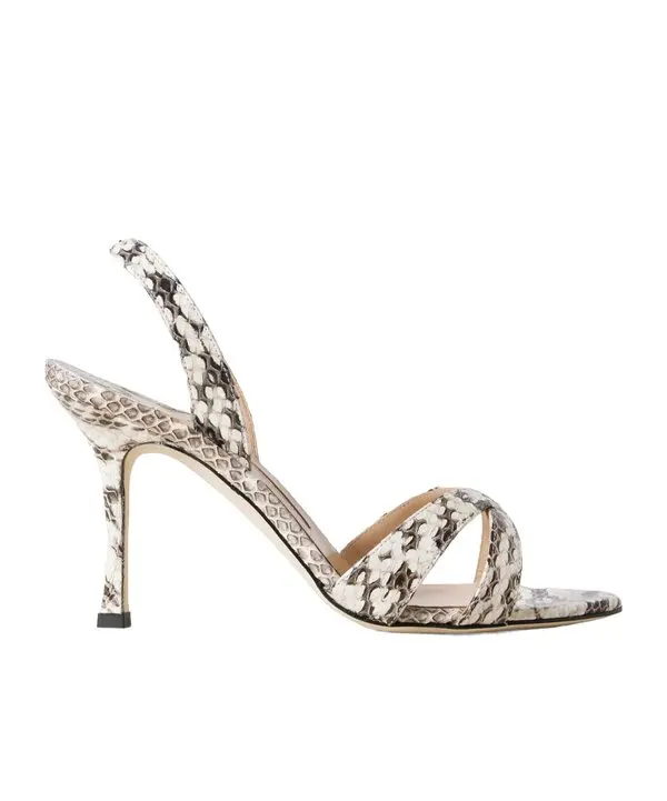 Manolo Blahnik Elaphe Slingback Sandals - Nude