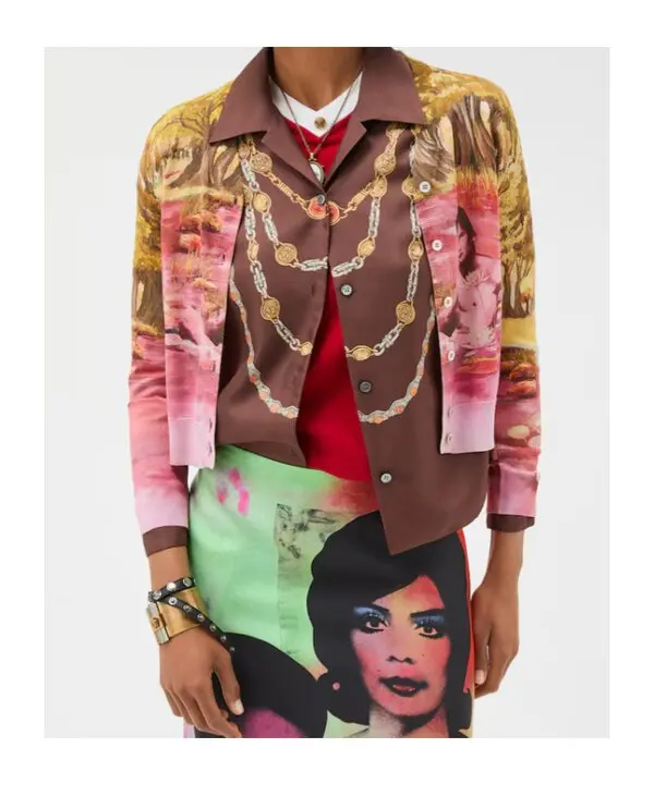 Versace Printed V-neck Cardigan - Brown
