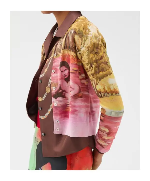 Versace Printed V-neck Cardigan - Brown