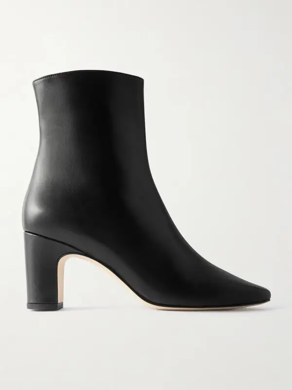 Manolo Blahnik Square-toe Side-zip Leather Ankle Boots