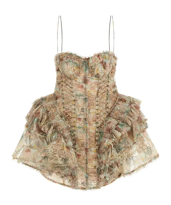 Zimmermann Rebellion Floral Corset Mini Dress