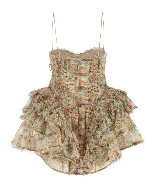 Zimmermann Rebellion Floral Corset Mini Dress