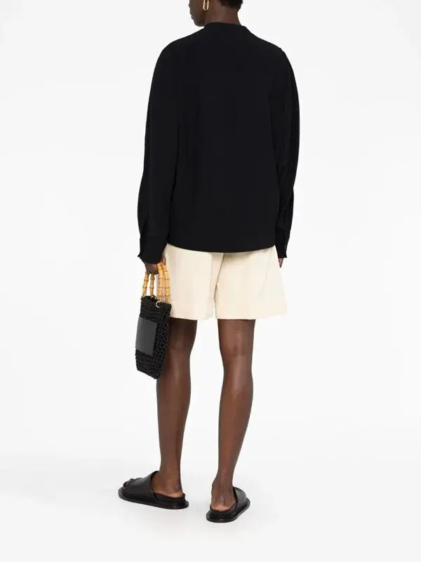 JIL SANDER Long-sleeved Band Collar Shirt - Black