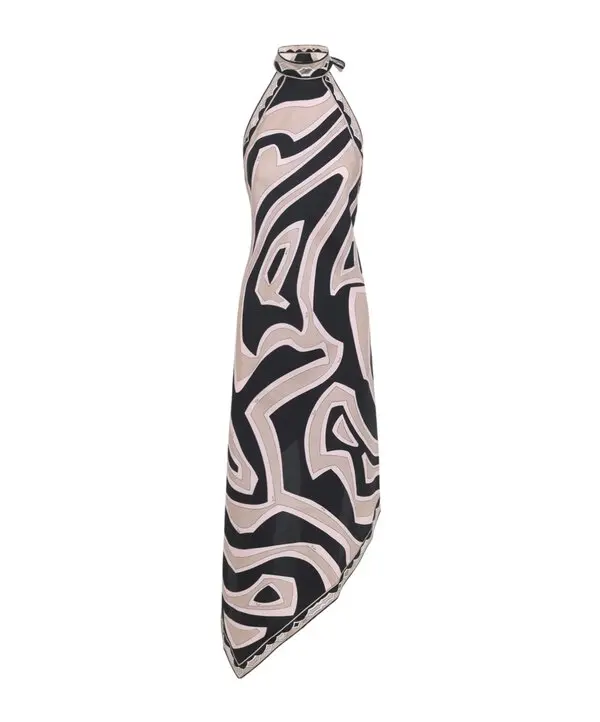 Emilio Pucci Labirinto Halterneck Asymmetric Knee-length Dress - Black