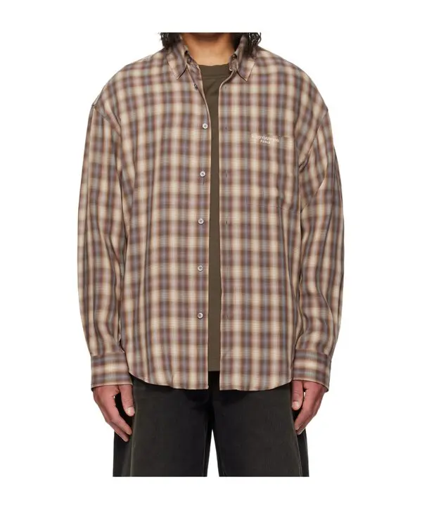 WOOYOUNGMI Plaid Long-sleeved Shirt - Brown