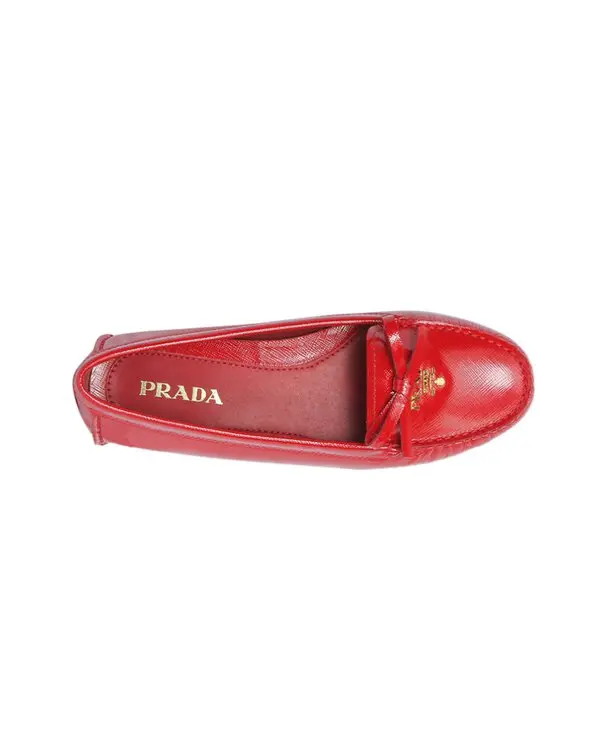 Prada Patent Bow Ballet Flats - Red