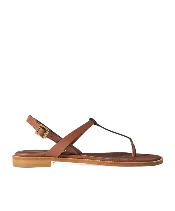 Manolo Blahnik Leather Slingback Sandals - Brown