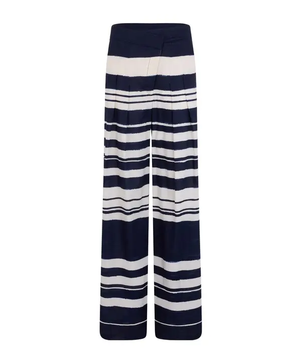 Veronica Beard Striped High-waisted Wide-leg Pants