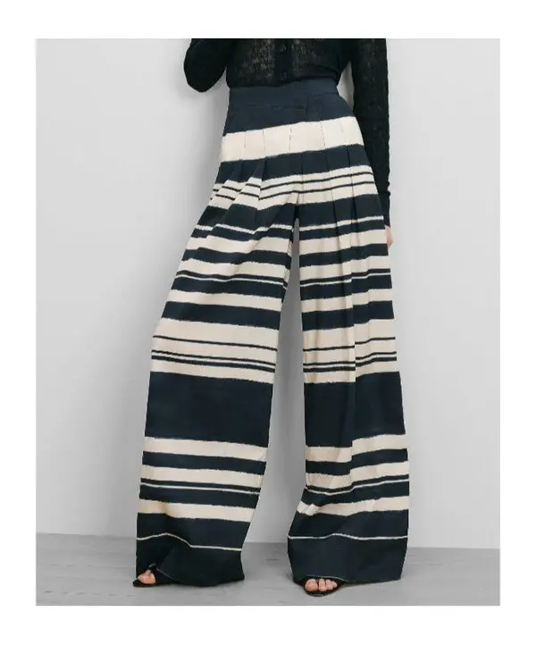 Veronica Beard Striped High-waisted Wide-leg Pants