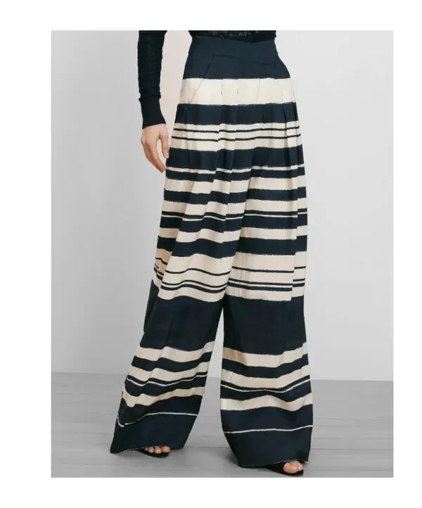Veronica Beard Striped High-waisted Wide-leg Pants