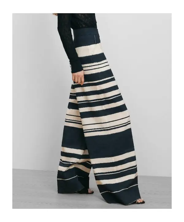 Veronica Beard Striped High-waisted Wide-leg Pants
