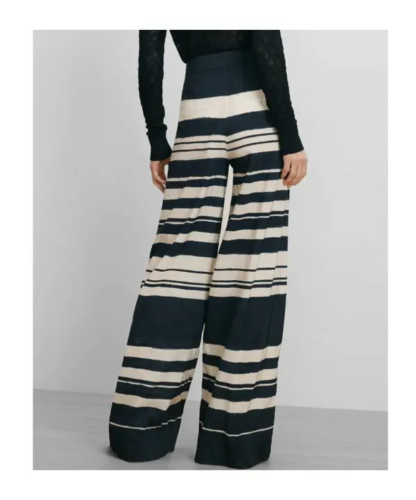 Veronica Beard Striped High-waisted Wide-leg Pants