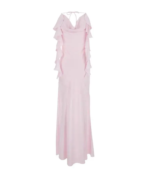 ROTATE BY BIRGER CHRISTENSEN Ruffled Floral Halterneck Maxi Dress
