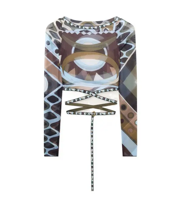 Emilio Pucci Cropped Printed Long Sleeve Top - Multicolor